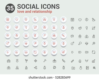 Social Vector Icons Love Relationship Stock Vector (Royalty Free ...