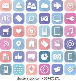 Social Web Icon Set Pastel Colours Stock Vector (Royalty Free ...