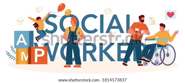 Social Worker Typographic Header Charity Community Stock Vector ...