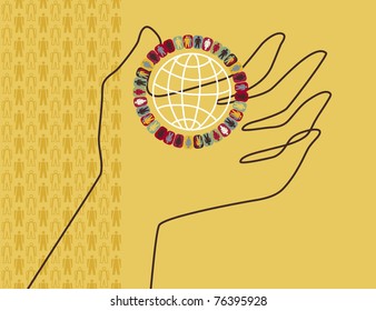122 Outreached hands with world Images, Stock Photos & Vectors ...