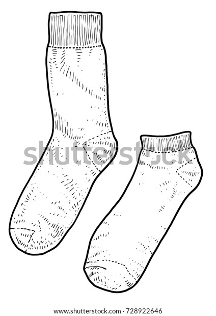Socks Illustration Drawing Engraving Ink Line 库存矢量图（免版税）728922646