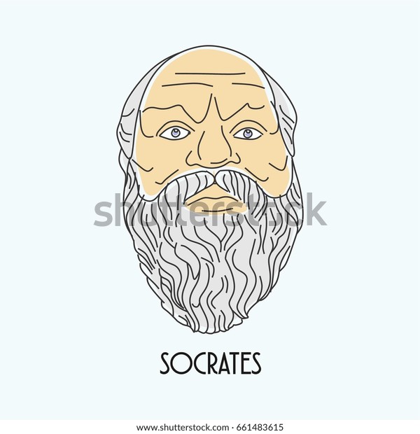 Vektor Stok Socrates Face Hand Drawn Illustration (Tanpa Royalti ...