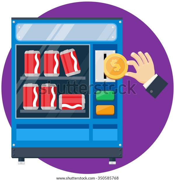 Soda Cans Vending Machine Hand Drop Stock Vector (Royalty Free) 350585768
