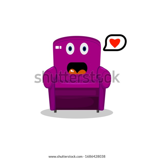 Sofa Chair Character Cartoon Vector Illustration Stock Vector (Royalty ...