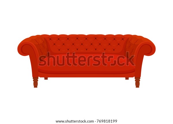 Sofa Couch Red Colorful Cartoon Illustration Stock Vector (Royalty Free ...