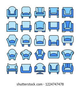 Sofa Icons Blue Theme Stock Vector (Royalty Free) 1224747478 | Shutterstock