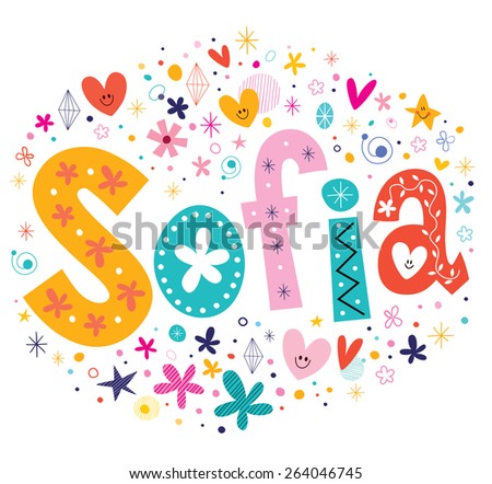 Sofia Girls Name Decorative Lettering Type Image vectorielle de stock ...