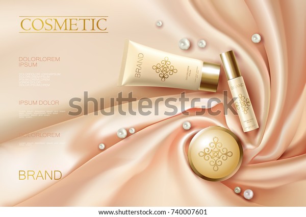 Soft 3d Realistic Cosmetic Ad Silk Stock Vector (Royalty Free) 740007601