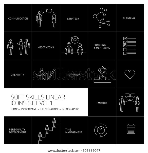 Soft Skills Vector Linear Icons Pictograms Stock Vector (Royalty Free ...