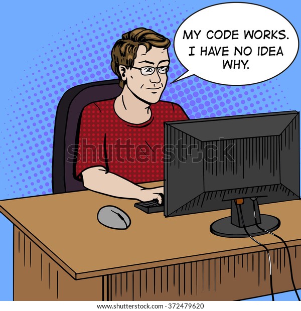 Software Developer Coder Work Comic Book Stock Vektorgrafik