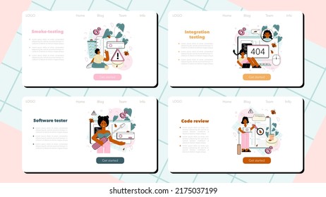 Software Tester Web Banner Landing Page Stock Vector (Royalty Free ...