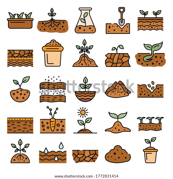 Soil Ground Icons Set Outline Set Stock Vector (Royalty Free) 1772831414