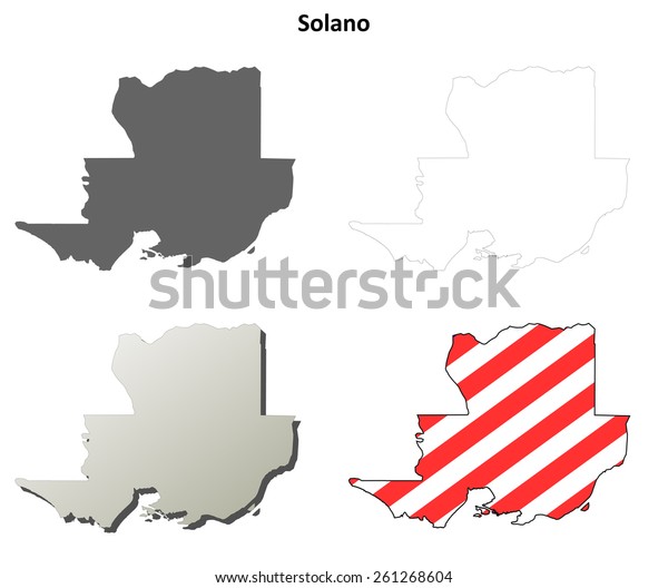 Solano County California Outline Map Set Stock Vector (Royalty Free ...
