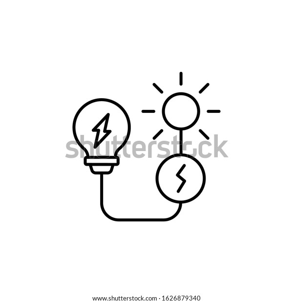 Solar Bulb Energy Icon Simple Line Stock Vector (Royalty Free ...