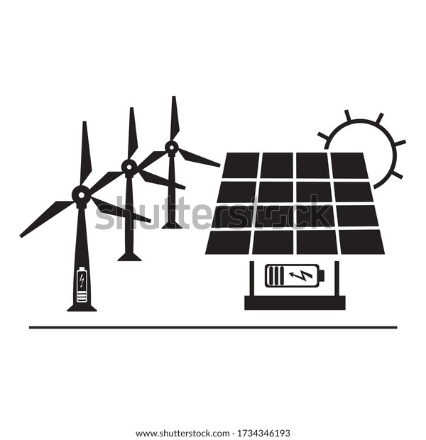 Solar Energy Panel Windmills Energy Sign Stock Vector (Royalty Free ...