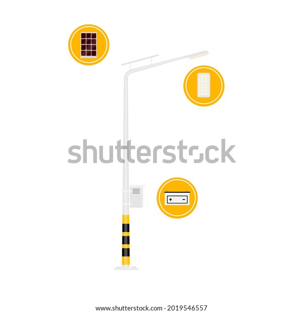 Solar Light Pole Cartoon On White: เวกเตอร์สต็อก (ปลอดค่าลิขสิทธิ์ ...