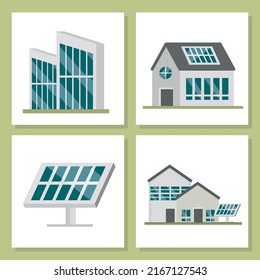 Solar Panel Buildings Icons Stock Vector (Royalty Free) 2167127543 ...