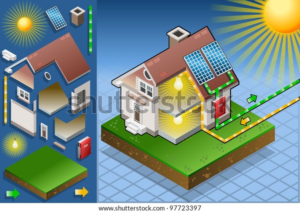 Solar Panel Energy Diagram 3d Isometric Stock Vector (Royalty Free ...