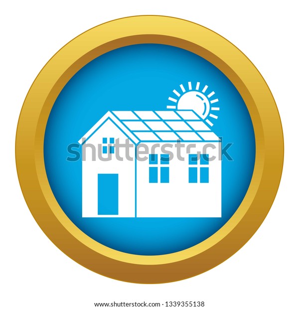 Solar Panel House Icon Blue Vector Stock Vector (Royalty Free ...
