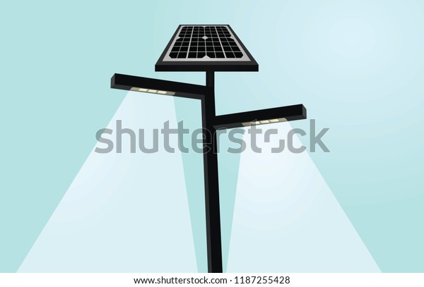 Solar Panel Street Lights Vector Illustration Stock Vector (Royalty ...