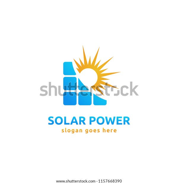 Solar Panel Sun Logo Design Solar: vector de stock (libre de regalías ...