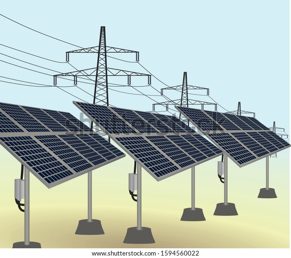 Solar Panel Transmission Vector Illustration Stock Vector (Royalty Free ...