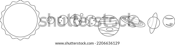 Solar System Astronomy Drawing Coloring Stock Vector (Royalty Free ...