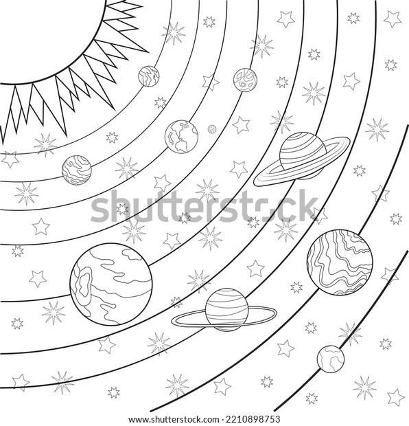 Solar System Drawing Coloring Page All Stock Vector (Royalty Free ...