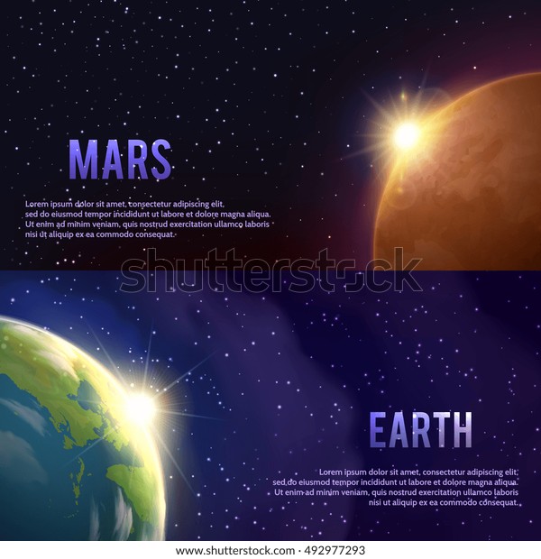 Solar System Horizontal Realistic Banners Set Stock Vector (Royalty ...