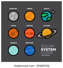 Solar System Planet Flat Line Icons 스톡 벡터(로열티 프리) 595859132 | Shutterstock