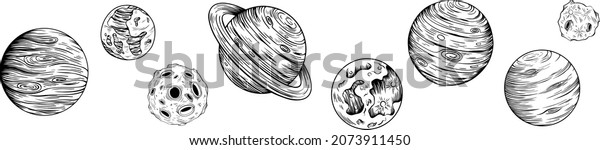 Solar System Planets Hand Drawn Isolated Stock Vector (Royalty Free ...