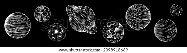 Solar System Planets Hand Drawn Isolated Stock Vector (Royalty Free ...