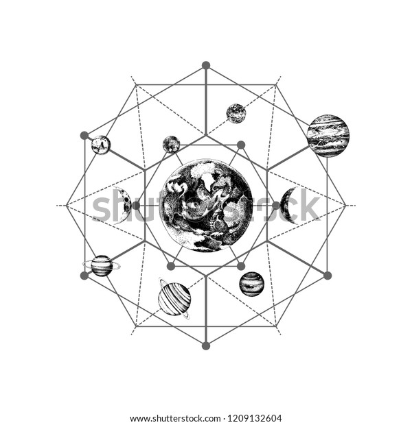 Solar System Sacred Geometry Abstract Background Stock Vector (Royalty ...