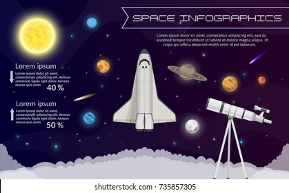 Solar System Space Shuttle Infographic Illustration Stock Vector ...