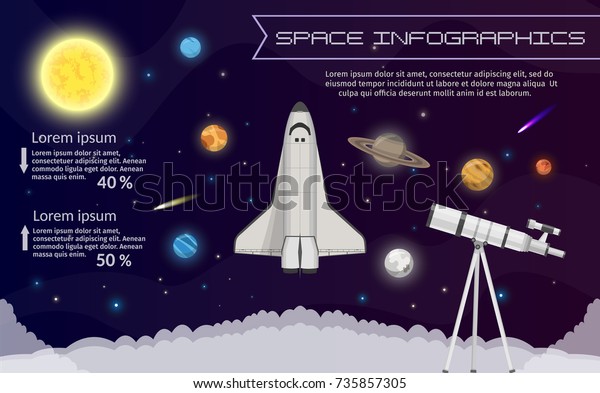 Solar System Space Shuttle Infographic Illustration Stock Vector ...
