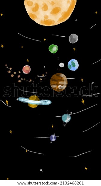 Solar System Star Planet Wallpaper Background: เวกเตอร์สต็อก (ปลอดค่า ...