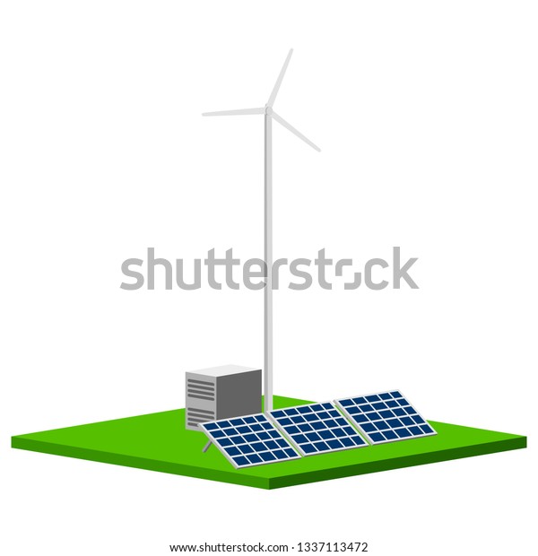 Solar Wind Power Plant Vector Illustration Stock Vector (Royalty Free ...
