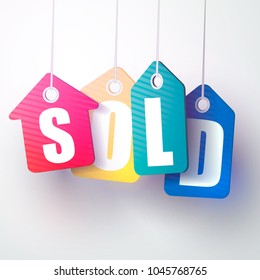 Sold Red Square Sticker Isolated On Stock Vector (Royalty Free ...