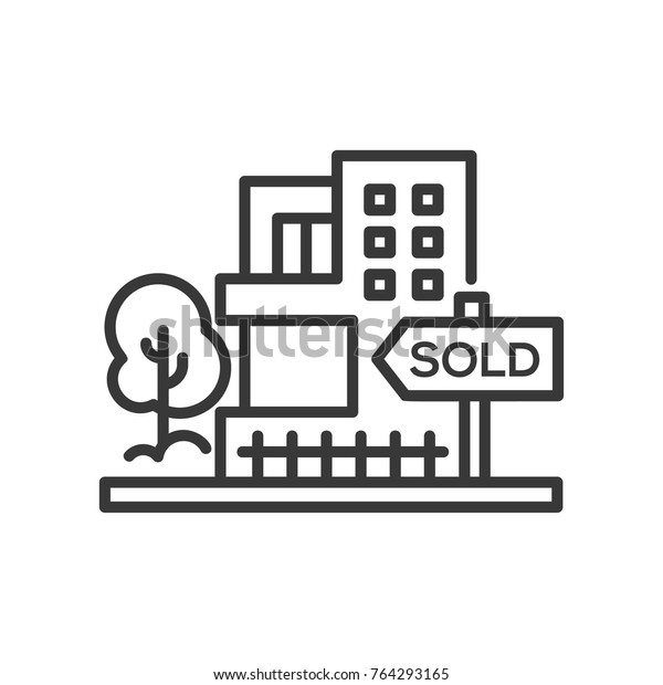 Sold Sign Line Design Single Isolated Stock Vector (Royalty Free ...