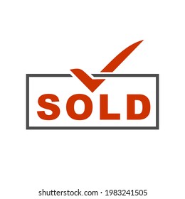 Sold Text Letter Check Mark Symbol Stock Vector (Royalty Free ...