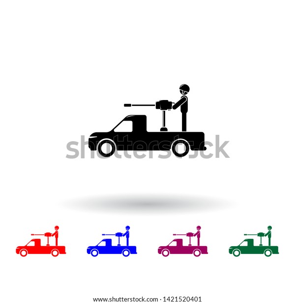 Soldier Car Machine Gun Multi Color Stock Vector (Royalty Free ...