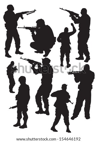 Soldier Combat Positions Stock Vector (Royalty Free) 154646192 ...