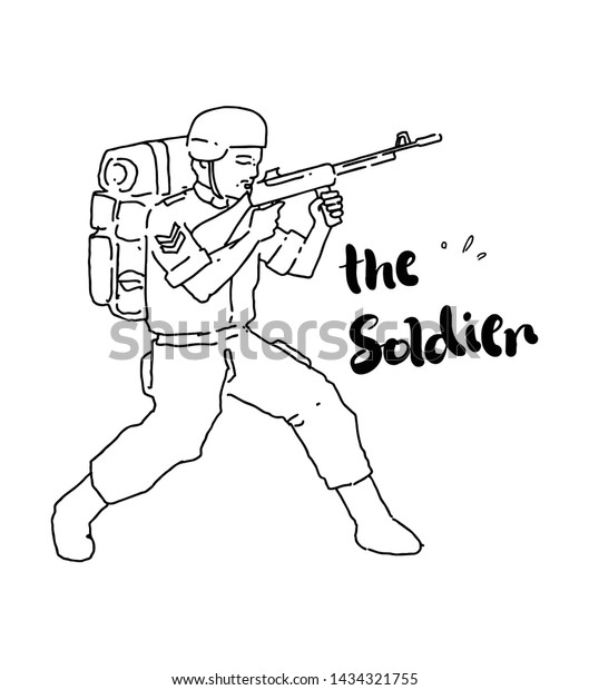 Soldier Hand Drawn White Background Stock Vector (Royalty Free ...