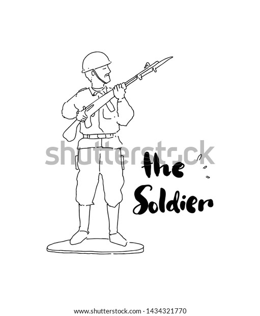 Soldier Hand Drawn White Background Stock Vector (Royalty Free ...