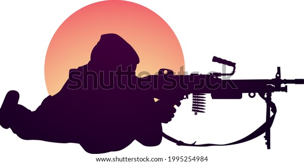 Soldier Holding His Machine Gun Soldier Stock Vector (Royalty Free ...