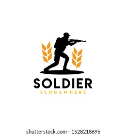 Soldier Logo Design Vector Badge Icon: เวกเตอร์สต็อก (ปลอดค่าลิขสิทธิ์ ...