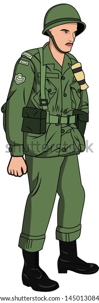 Soldier Men Standing Vector Cartoon Illustration Stock Vector (Royalty ...