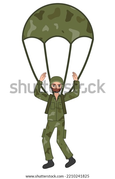 Soldier Parachute On White Background Stock Vector (Royalty Free ...