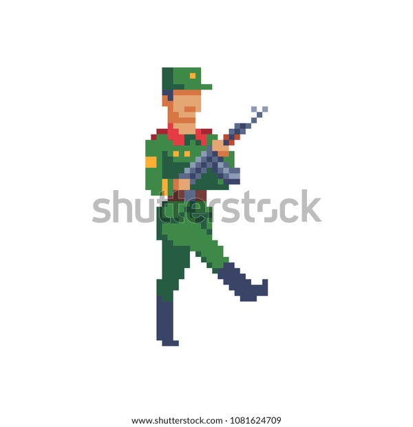 Soldier Pixel Art Character Man Military Stock Vector (Royalty Free ...