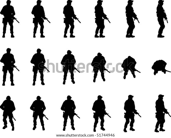 Soldier Silhouette Different Perspectives Vector Stock Vector (Royalty ...